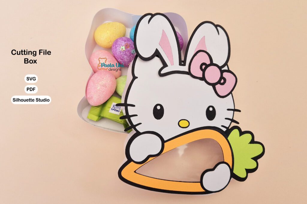 Archivo Digital Para Recortar Y Armar Caja En Forma De Kitty Pascua